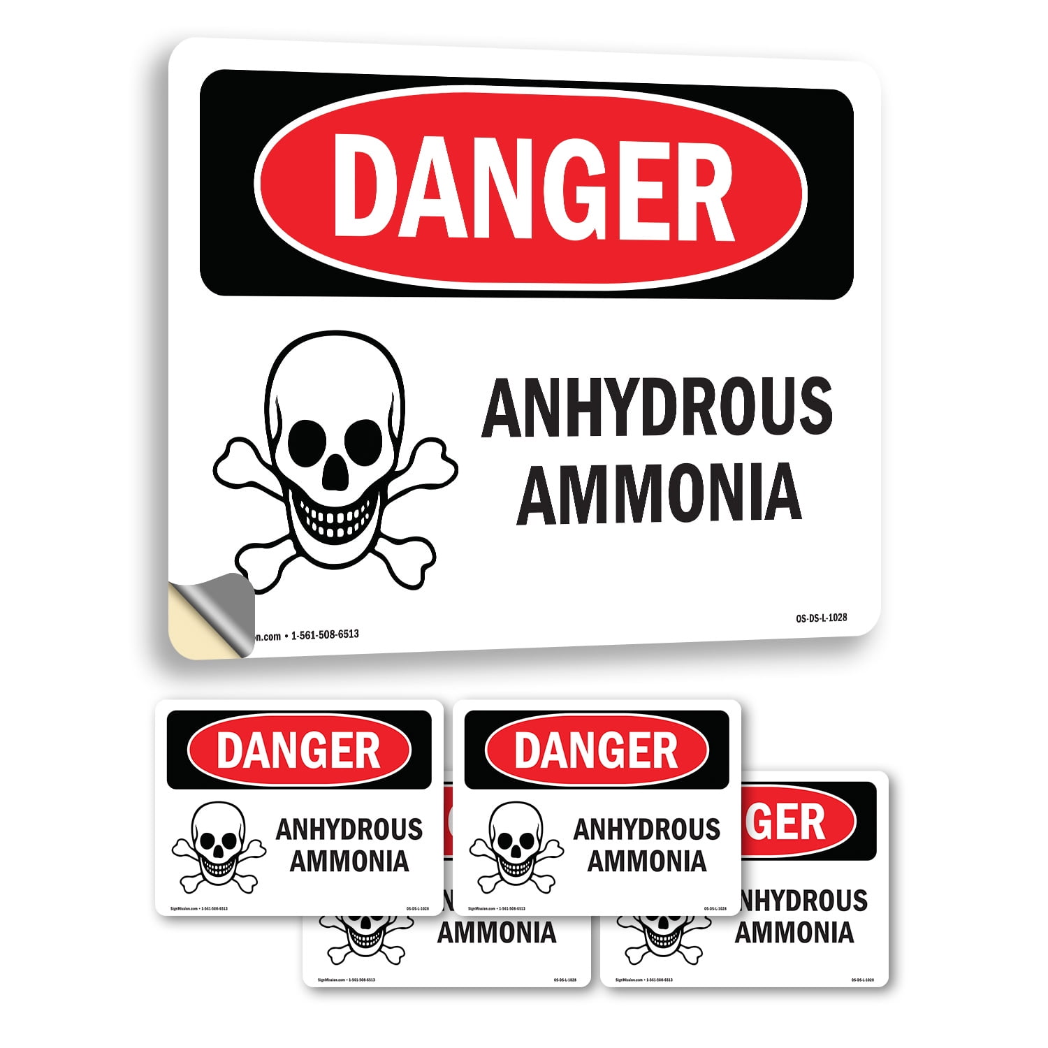 Anhydrous Ammonia OSHA Danger Vinyl Decal Label 24 Inch x 18 Inch - 5 ...