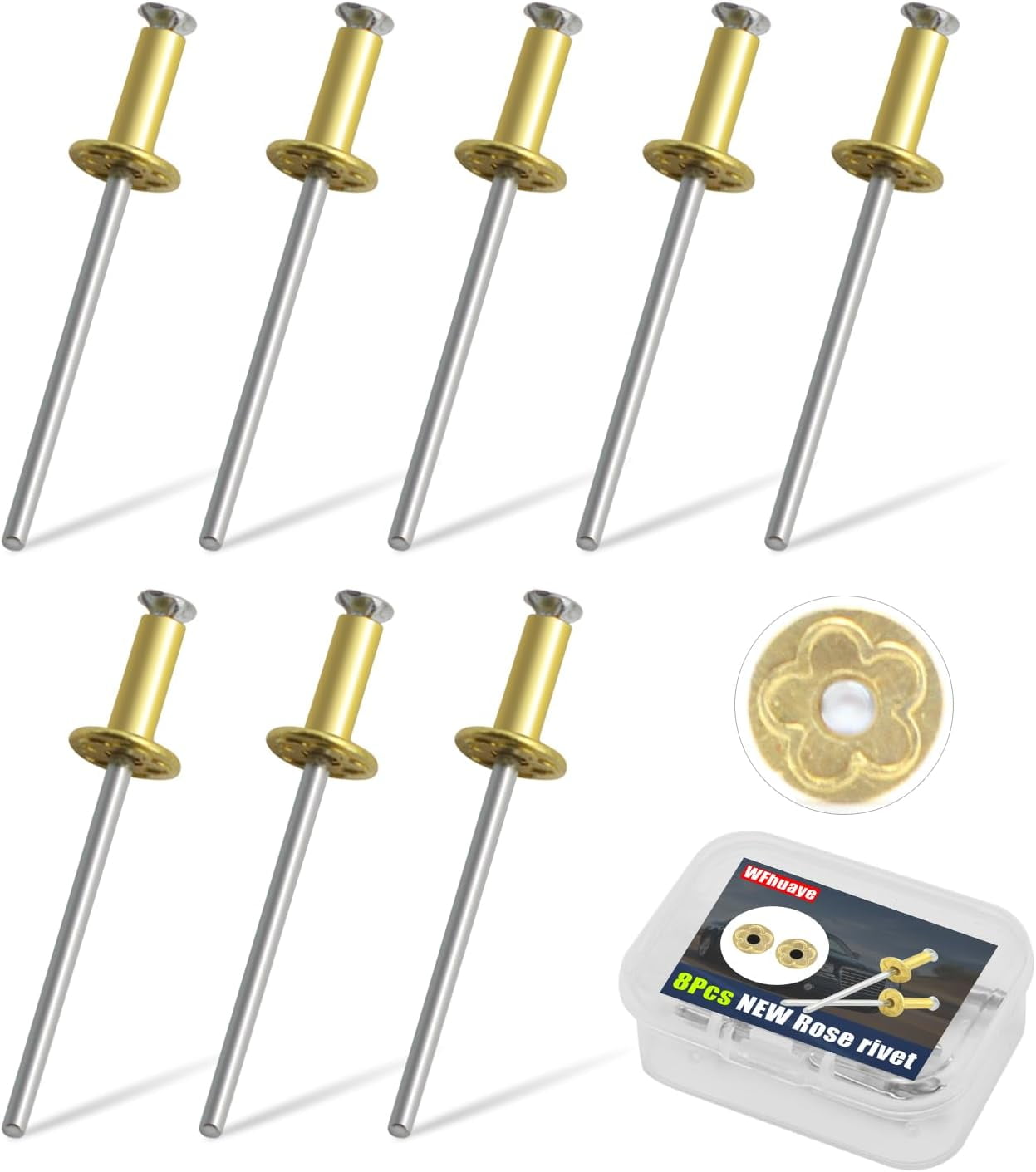 Aniceparthy 8×Nos Dash Rosette Rivets Stainless Steel Fit for GM Ford ...