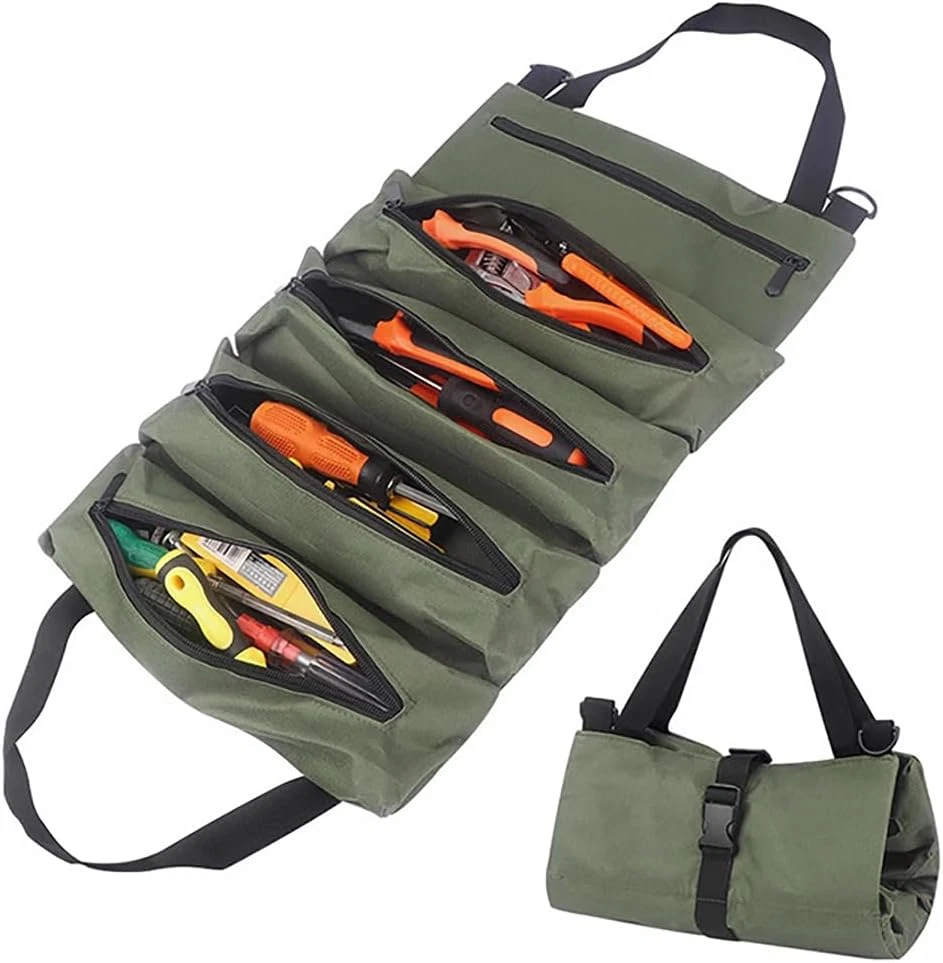 Aniceparthy Multi-Pocket Tool Roll Bag, Heavy Duty Roll Up Organizer ...