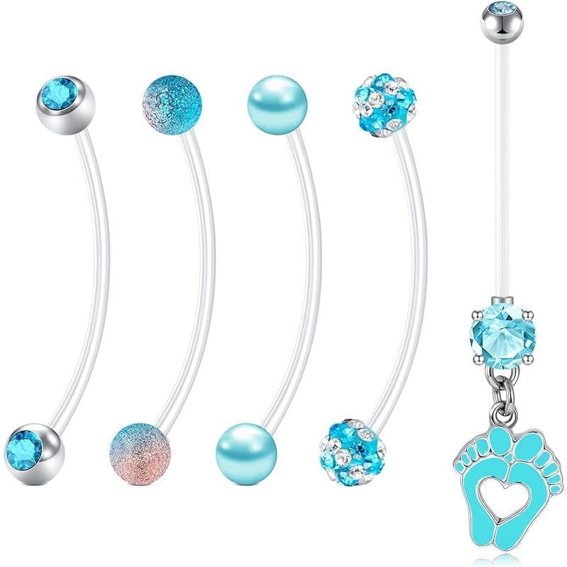 Anicina 14G Flexible Clear Acrylic Pregnancy Belly Button Ring ...
