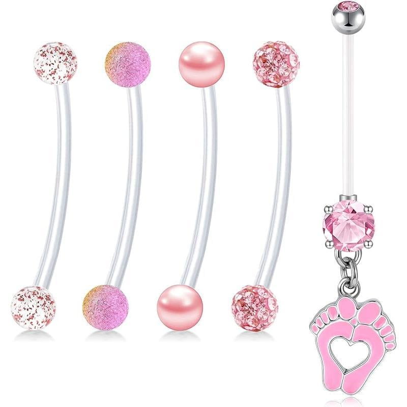 Anicina 14G Flexible Clear Acrylic Pregnancy Belly Button Ring ...