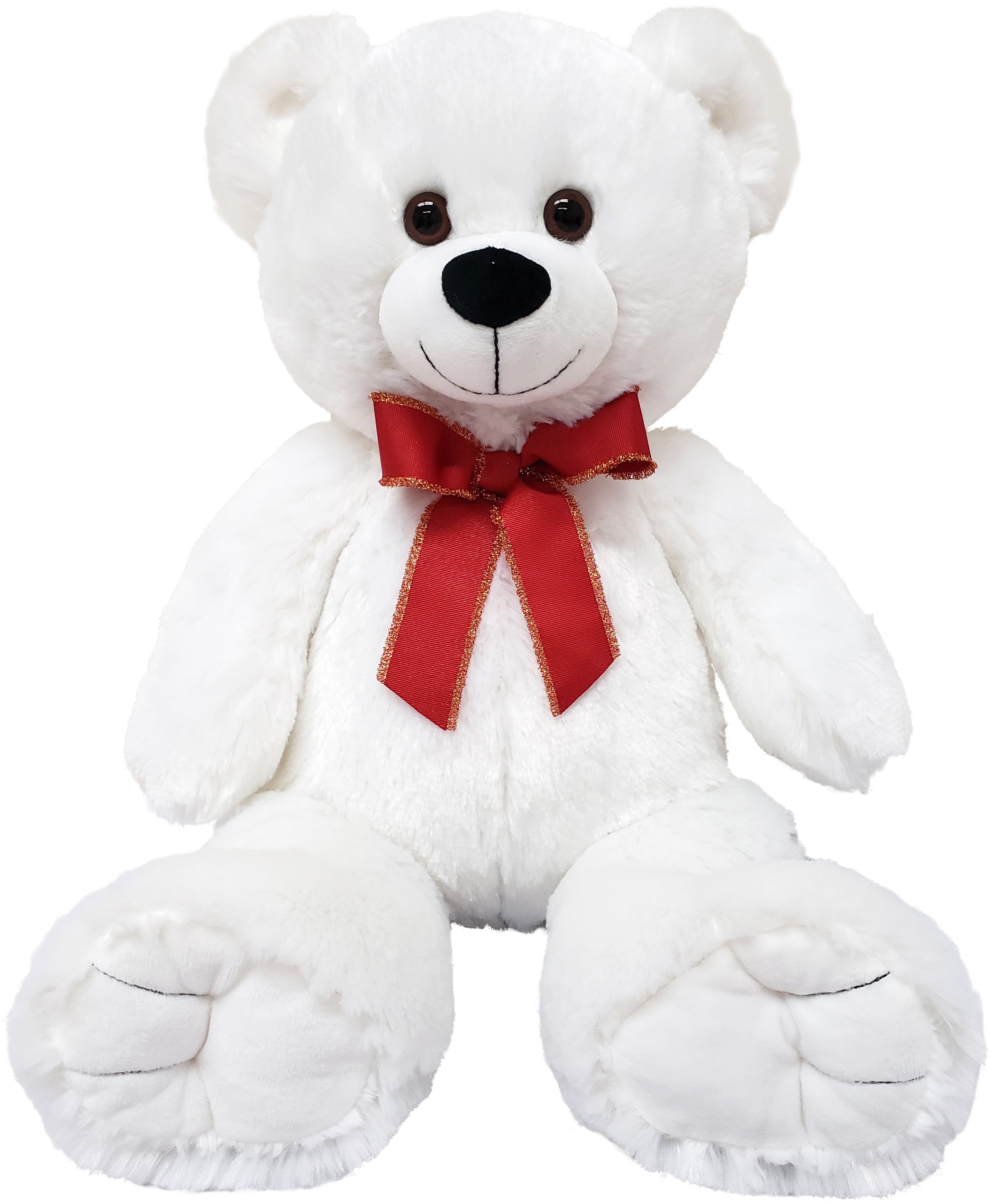 Anico 20" Holiday White Bear with Red and Gold Ribbon - Walmart.com