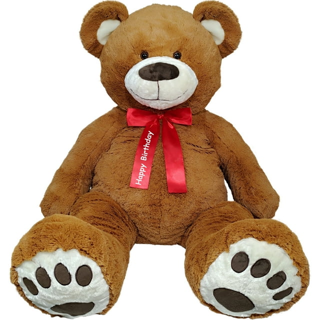 Anico 59" Tall (5 Feet) Giant Plush Brown Teddy Bear with Custom Red ...