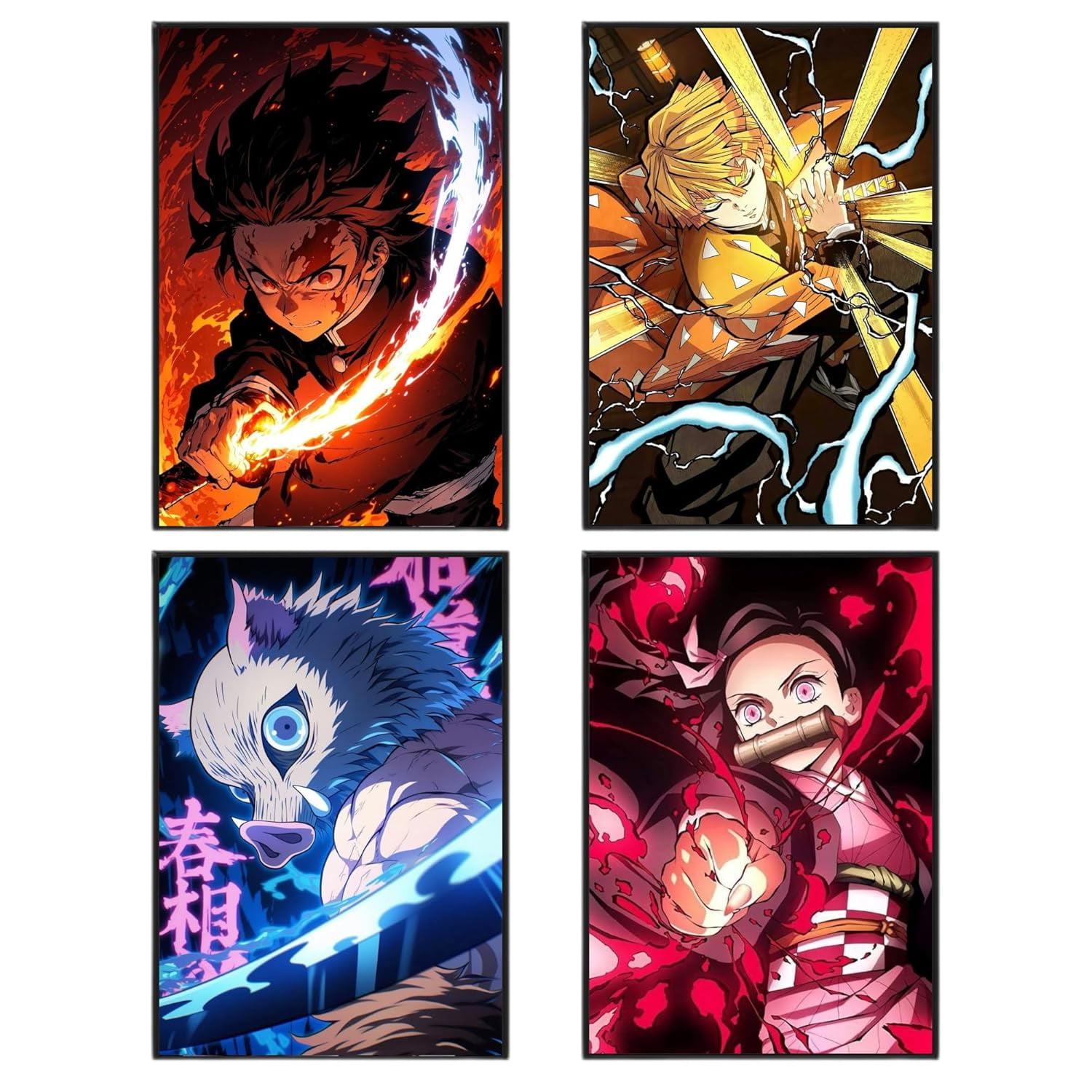 Aniculture Demon Slayer Anime Wall Posters Pack of 4 300 GSM Adhesive ...
