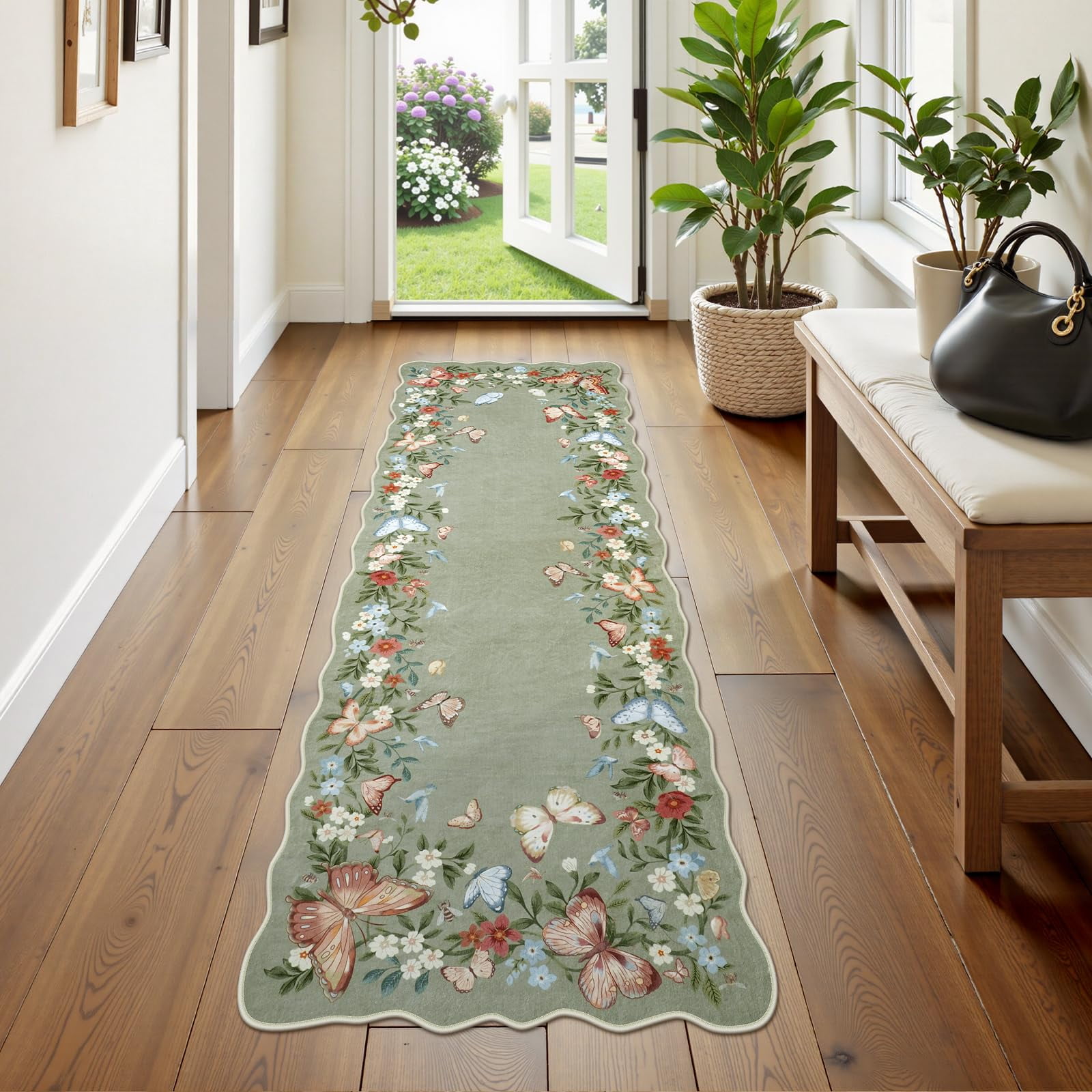 Anidaroel Butterfly Kitchen Runner Rug, 2x6 Washable Runners for ...