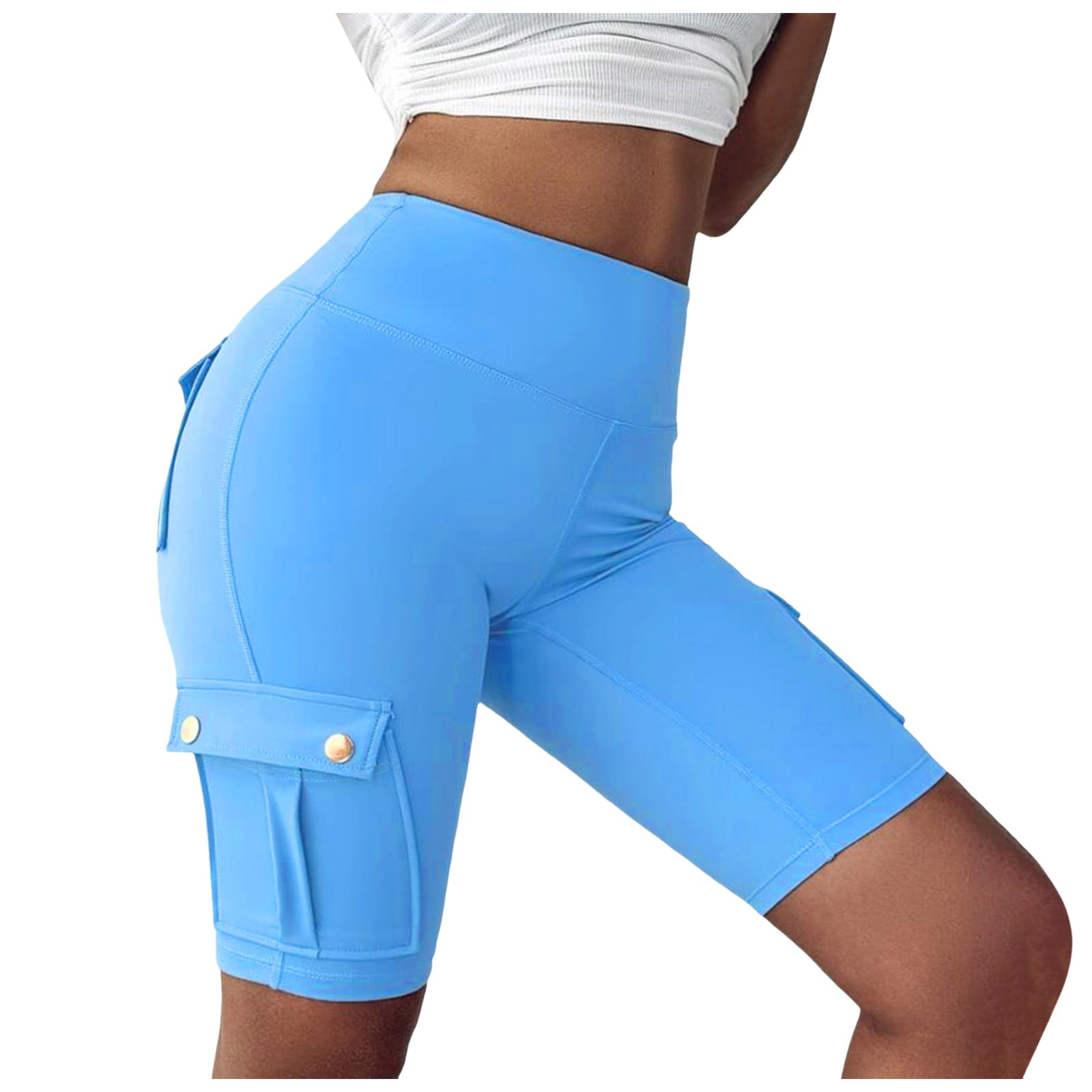 Anideon Cargo Biker Shorts For Women Scrunch Butt Lifting Yoga Shorts High Waist Tummy Control