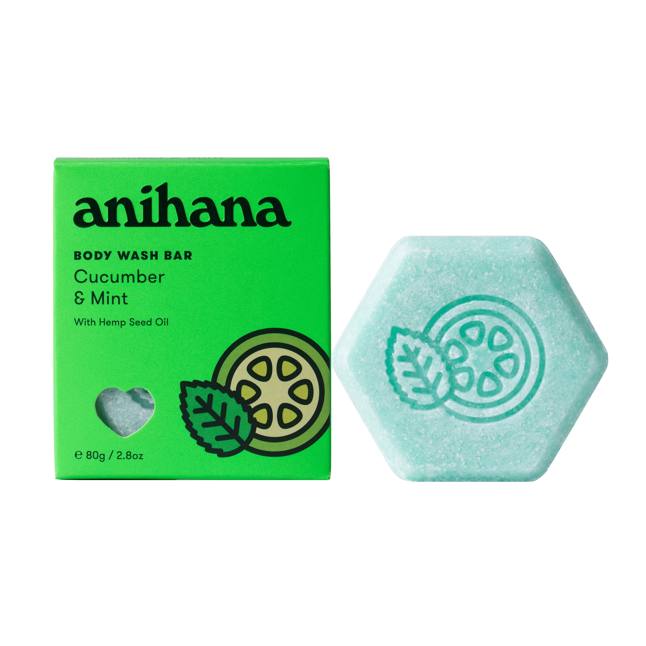 Anihana Body Wash Bar Cucumber & Mint for All Skin Types 2.8oz ...