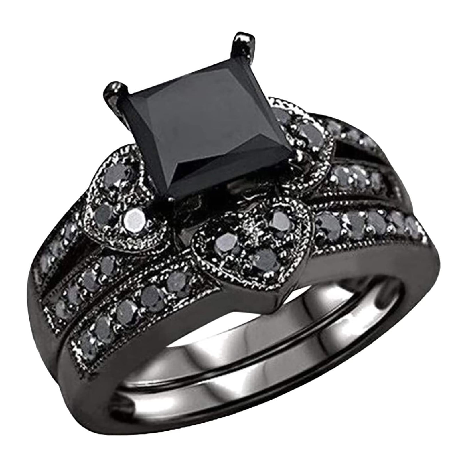 Anillo de compromiso nupcial con diamantes de imitación y circonita ...
