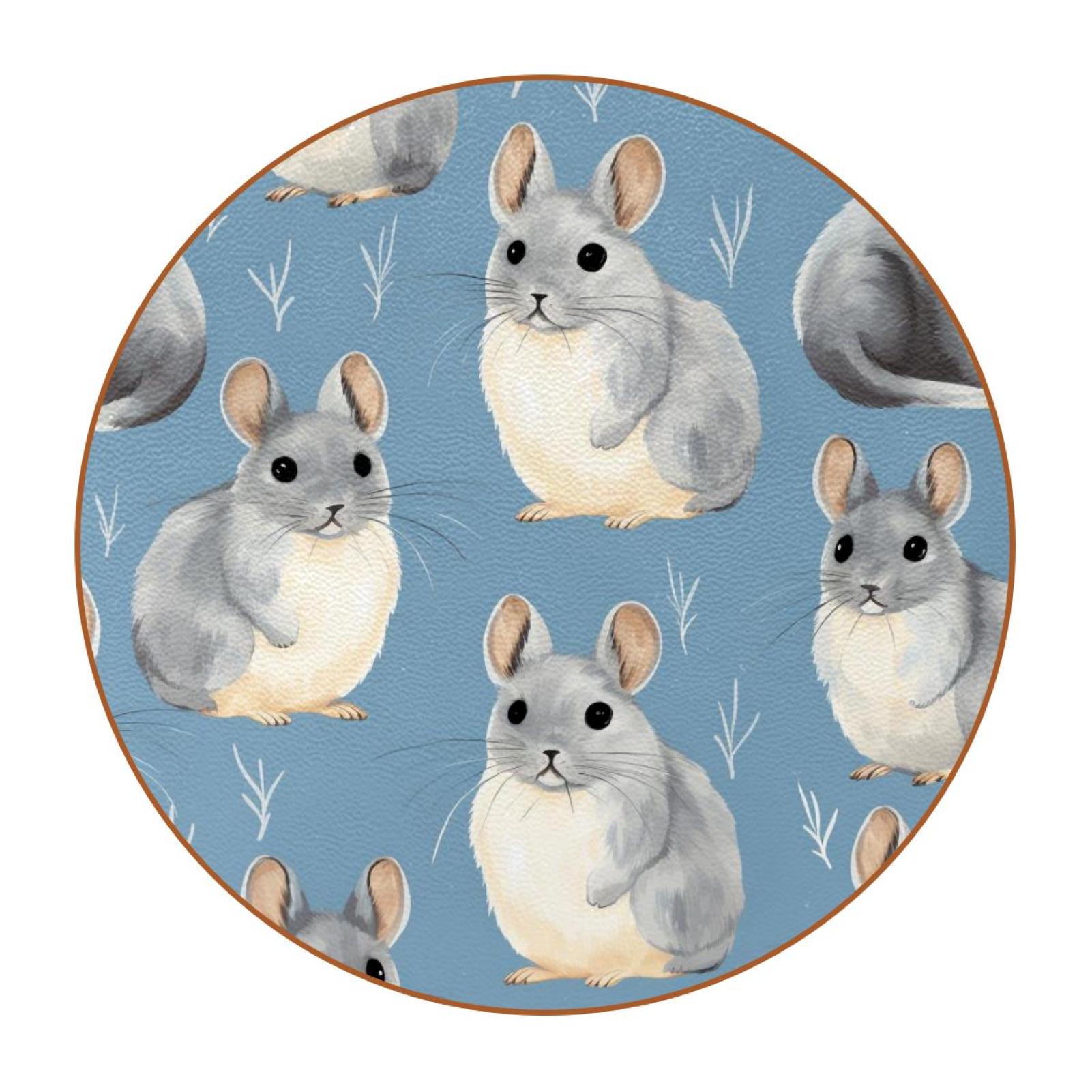 Animal 6PCS Round Microfiber Leather Table Coasters Set, 11x11 cm/4.3x4 ...