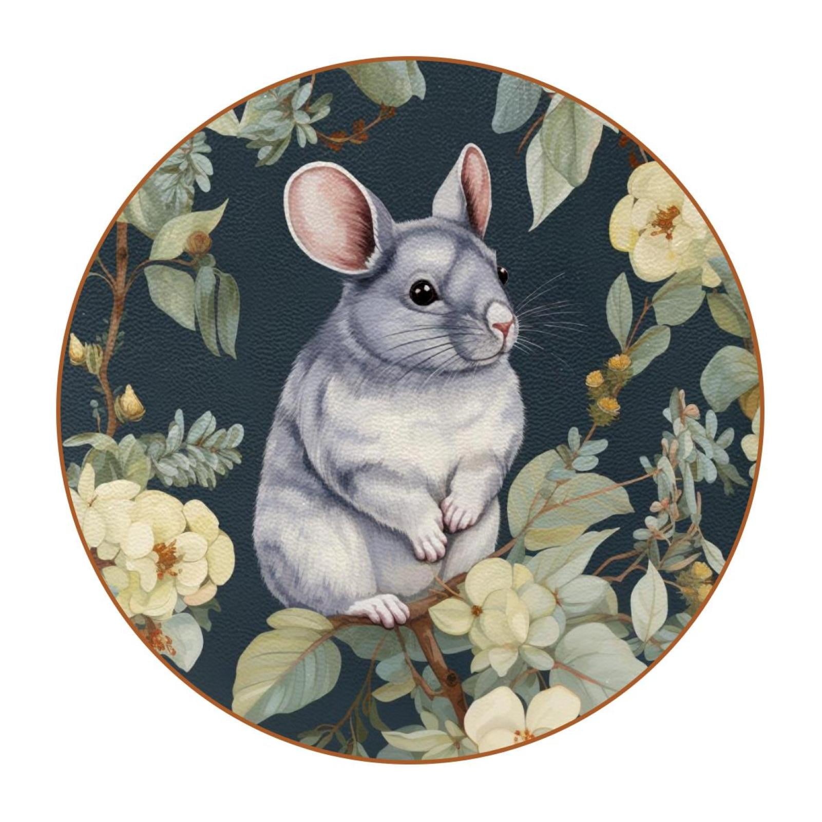 Animal 6Pcs Round Coasters Set, Microfiber Leather Drink Coasters ...