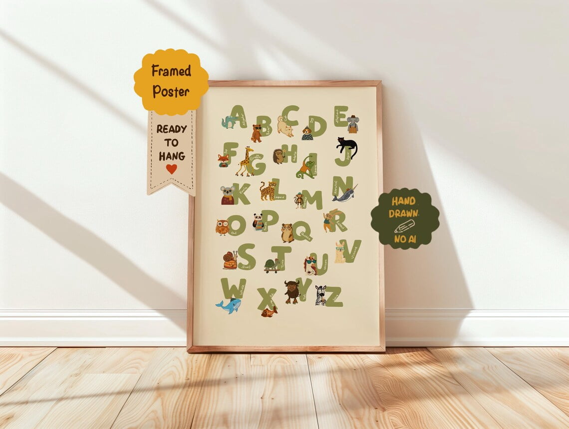 Animal ABC Poster, Montessori Nursery Decor, Unframed Paper Poster ...