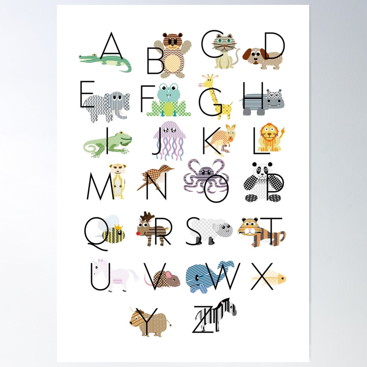 Animal Abc Poster Wall Art, Modern Wall Decor For Living Room Bedroom ...