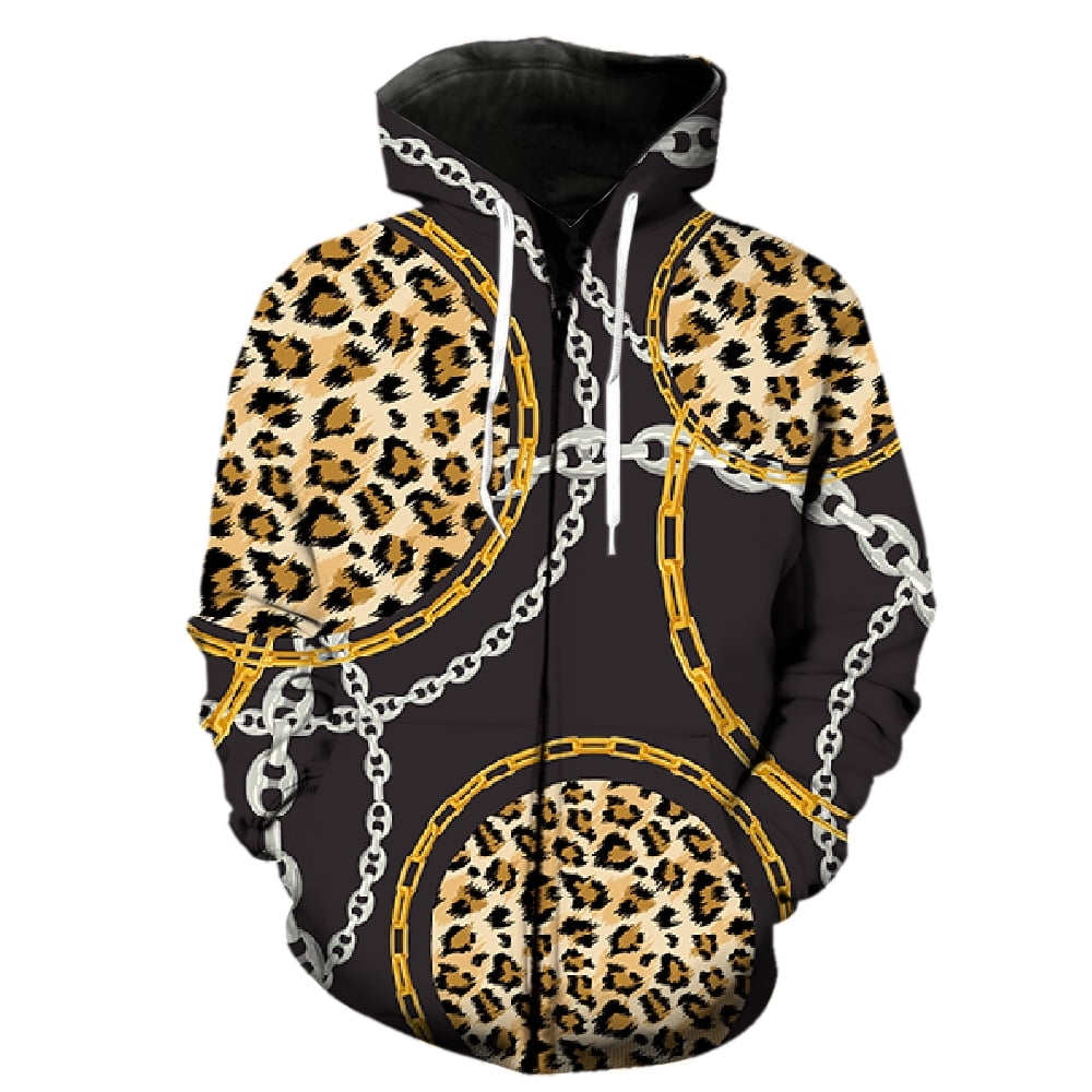 Animal Abstract Texture Men's Zipper Hoodies Hip Hop Long Sleeve Spring ...