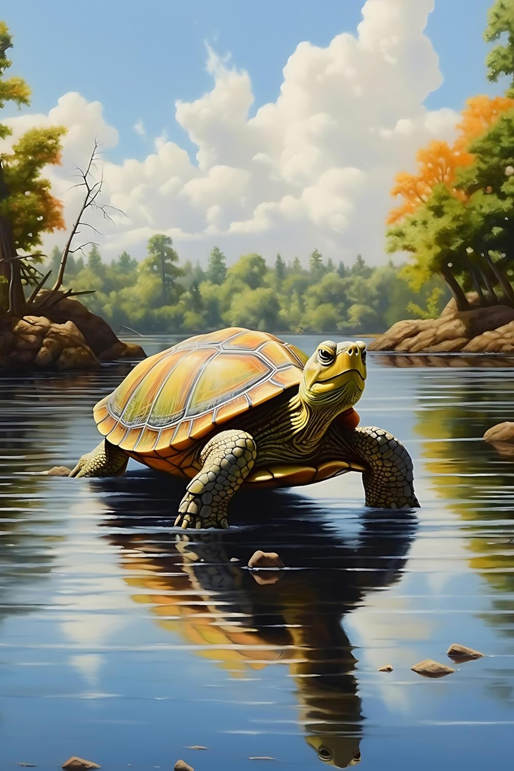 Animal Aesthetics - - Turtle Standing in Water - Minimalist Home Decor ...