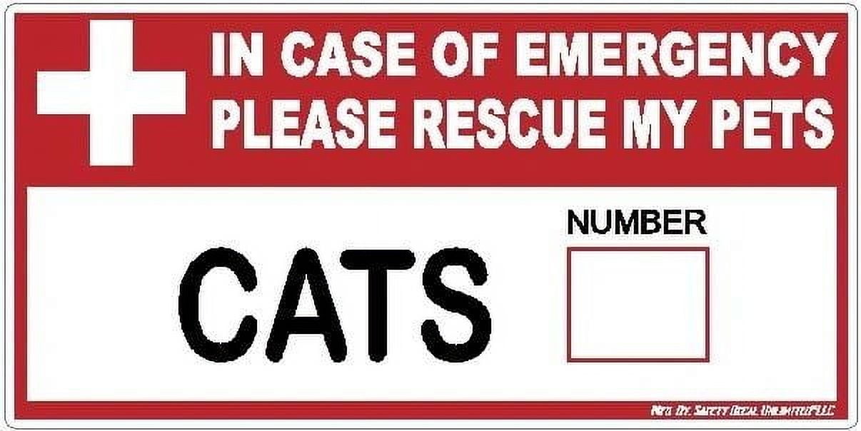 Animal Alert in Case of Emergency Fire Rescue Pets Warning Black Red ...