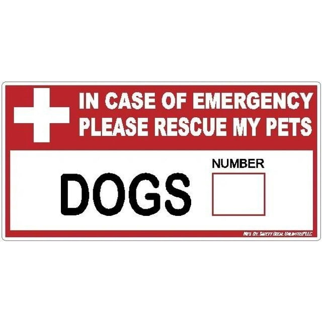 Animal Alert in Case of Emergency Fire Rescue Pets Warning Black Red ...