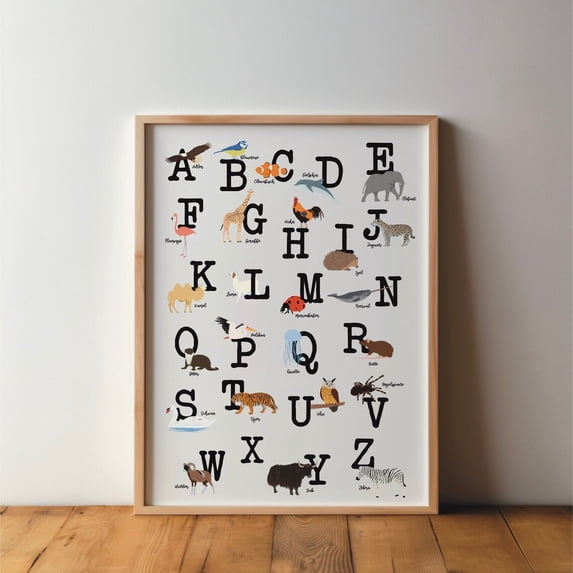 Animal Alphabet ABC Childrens Room Kindergarten Educational Wall Decor ...
