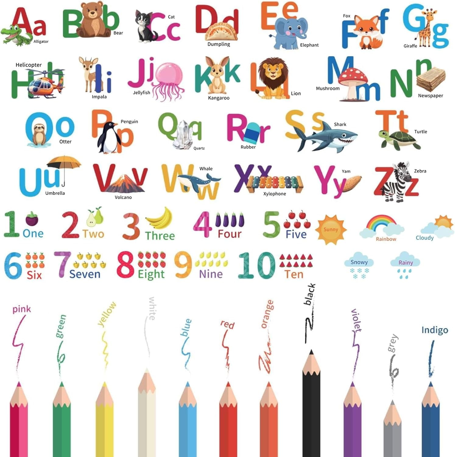 Animal Alphabet Colour Decals Stickers Educational Learning Wall ...