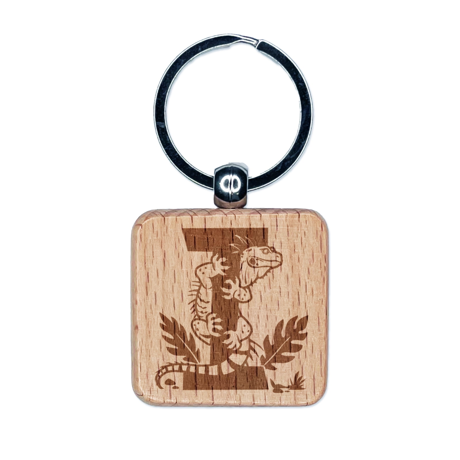Animal Alphabet Letter I for Iguana Square Keychain Charm Tag ...