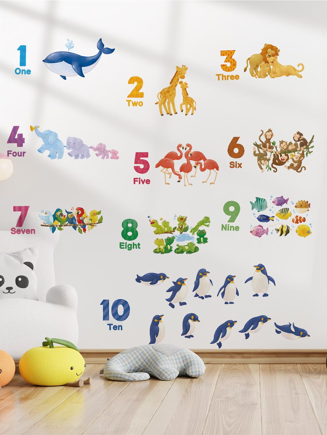 Animal Alphabet Numbers Colour Decals Stickers Kids Peel and Stick ...
