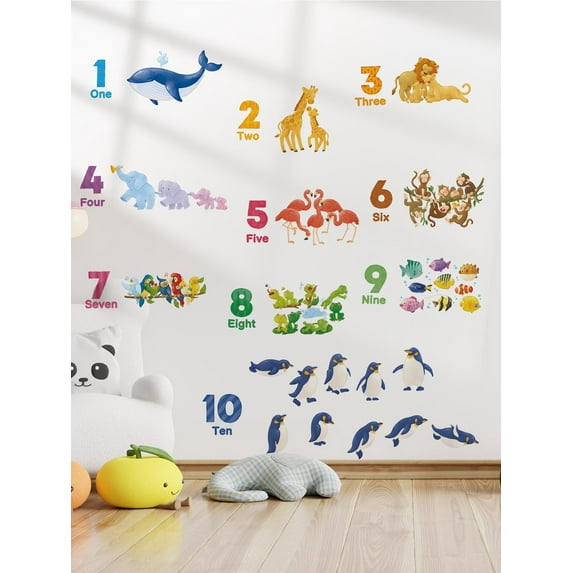 Animal Alphabet Numbers Colour Decals Stickers Kids Peel and Stick ...
