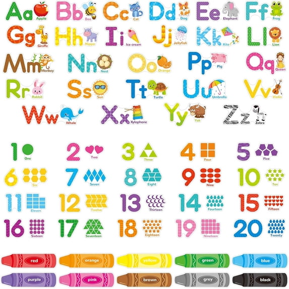 Animal Alphabet Numbers Shape Color Wall Decals Stickers for Room décor ...