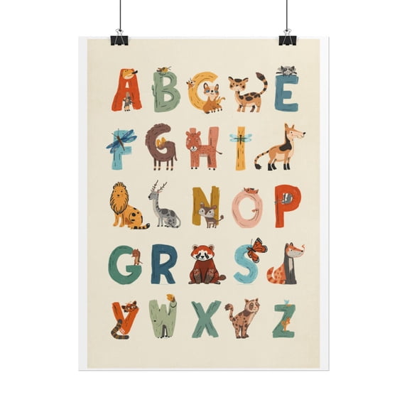 Animal Alphabet Nursery Wall Art Print, Unframed Paper Poster 16x20in ...