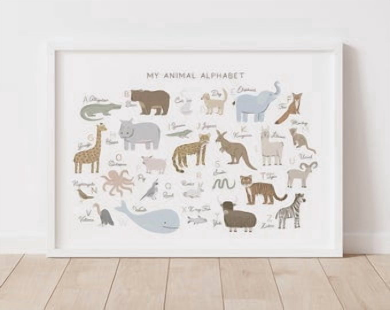 Animal Alphabet Poster Nursery Wall Art Educational Abc Poster Kids ...