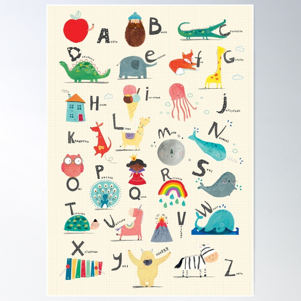 Animal Alphabet Poster Wall Art, Modern Wall Decor For Living Room ...