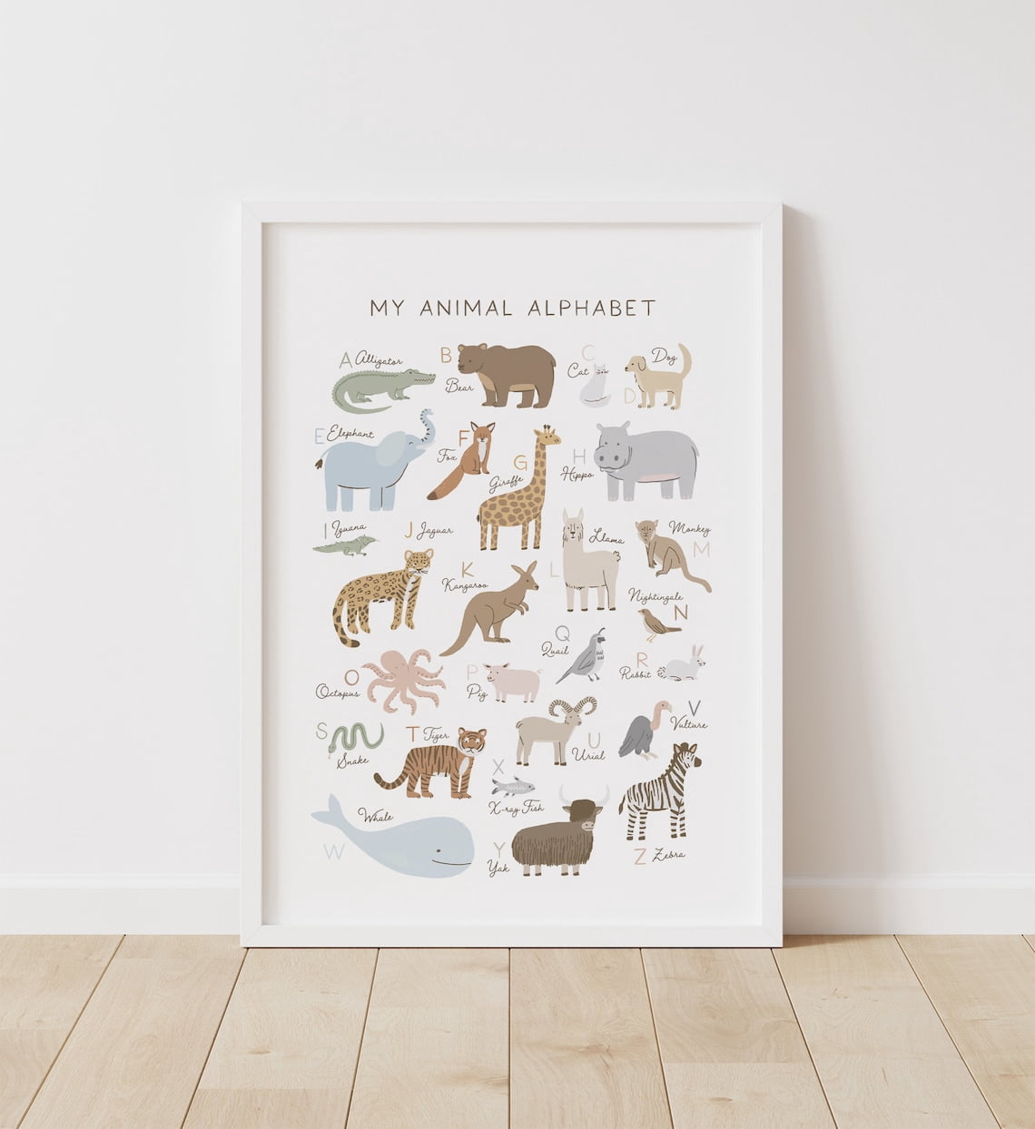 Animal Alphabet Preschool Abc Wall Art Educational Room Decor Nursery ...