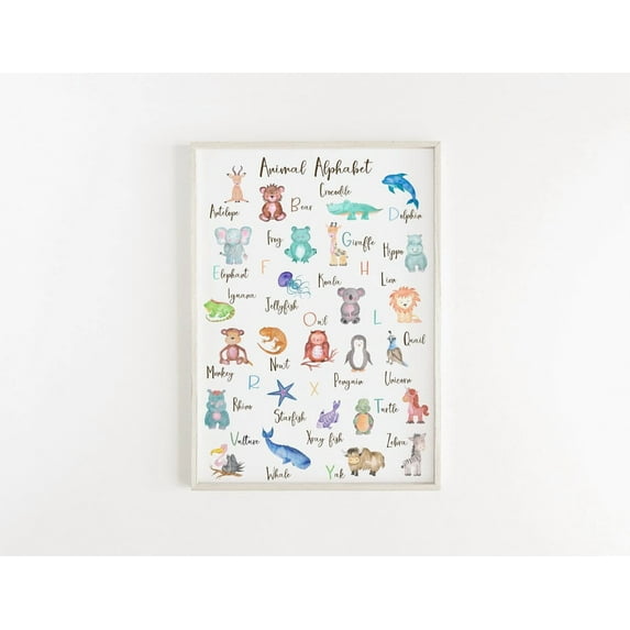 Animal Alphabet Print, Animal Abc Art, Wall Art, Nursery Decor, Nursery ...