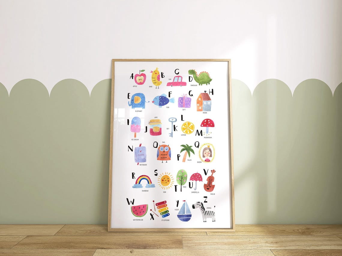 Animal Alphabet Print, Playful Nursery Wall Art, Unframed Paper Poster ...