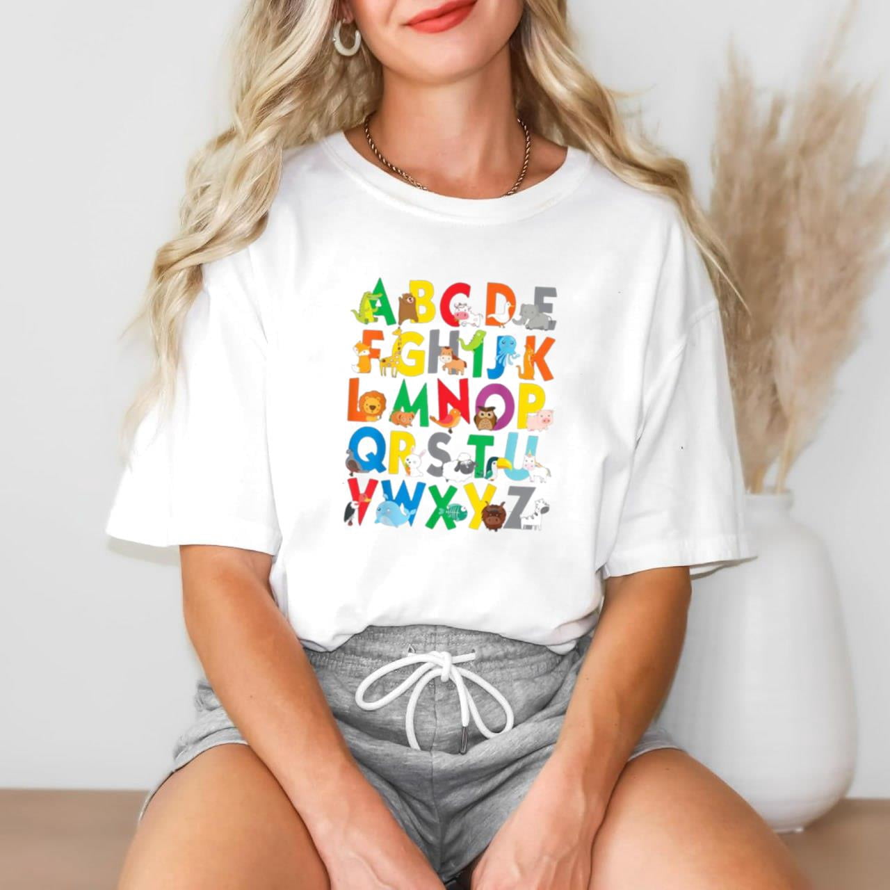 Animal Alphabet Shirt ABCs Fun Cute Zoo Letters Comfort Color T-Shirt ...