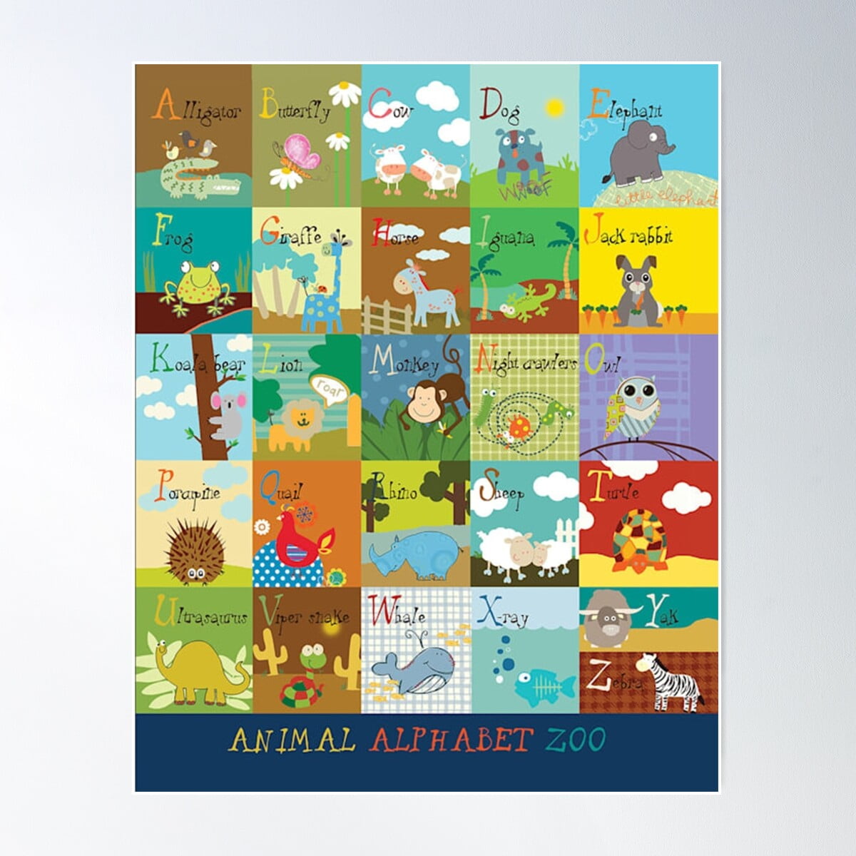 Animal Alphabet Zoo Poster Wall Art, Modern Wall Decor For Living Room ...