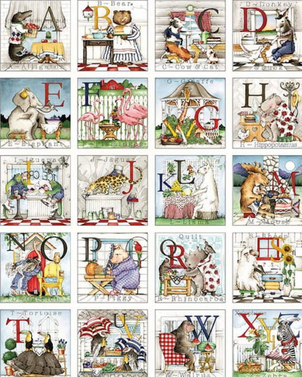 Animal Alphabet fabric panel - Riley Blake Hungry Animal ABC panel ...