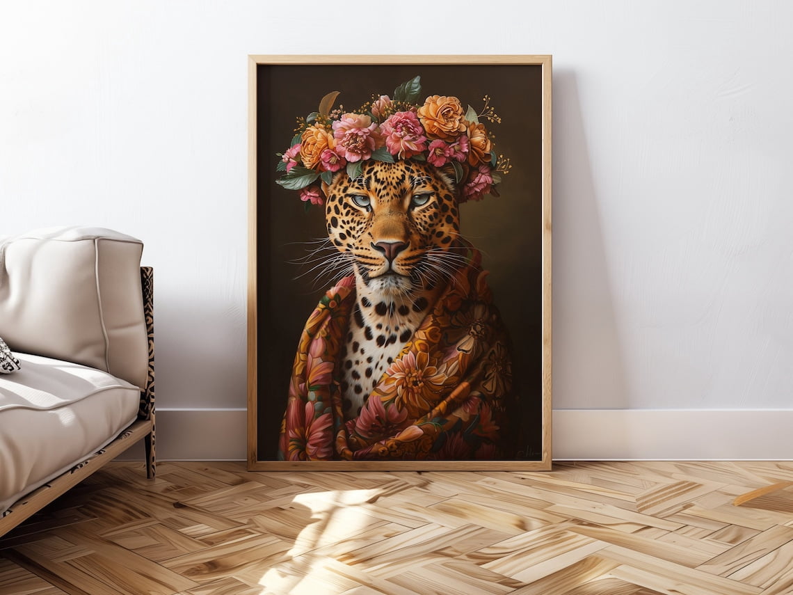 Animal Altered Art Leopard Maximalist Wall Art, Unframed Paper Print ...
