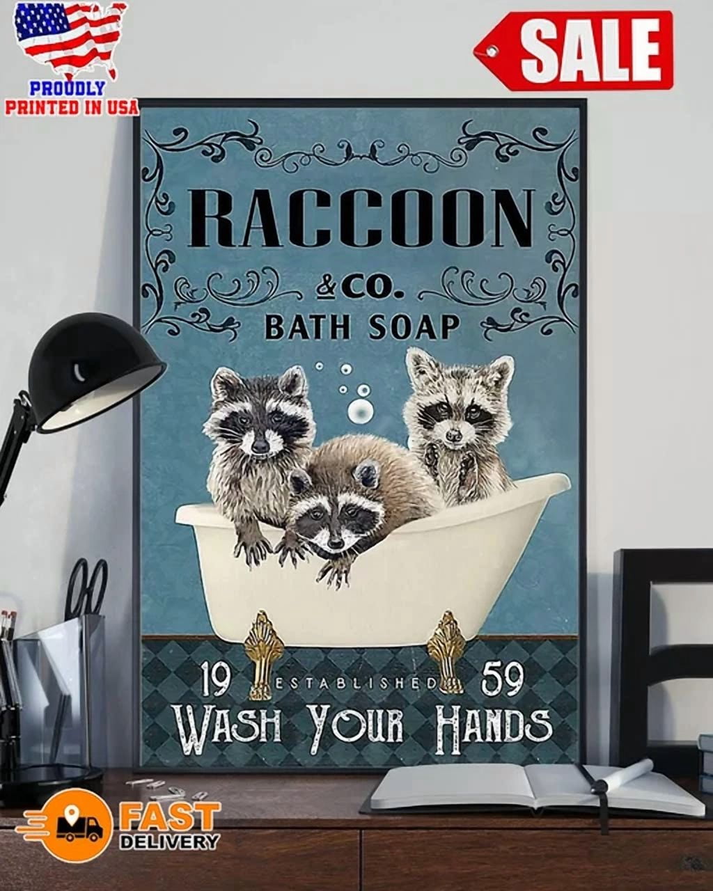 Animal And Co Bath Soap Wash Your Paws Poster Art Home Decor Vintage ...