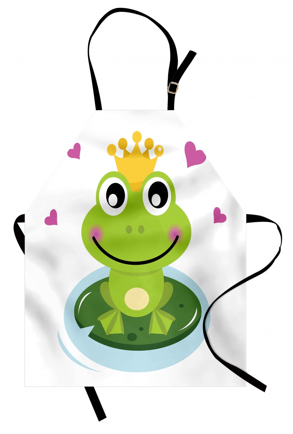 Animal Apron Cartoon Cheerful Frog Prince with a Crown and Hearts Fairy ...