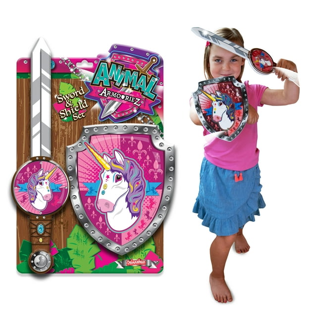 Deluxebase Animal Armouriez - Unicorn Foam Toy Sword and Shield Playset ...