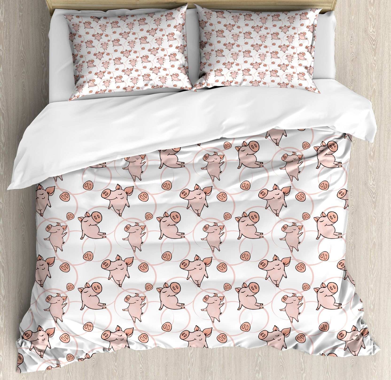 Animal Art Duvet Cover Sets, Cartoon Style Piglets Nose Marks and ...
