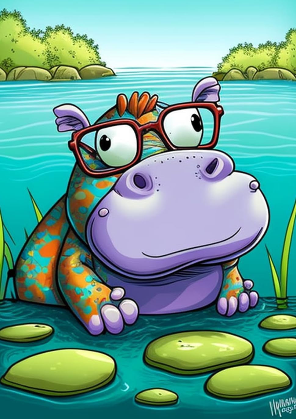 Animal Art Jigsaw Puzzle 1000 Pieces,Cartoon Hippo Puzzles for Adults ...