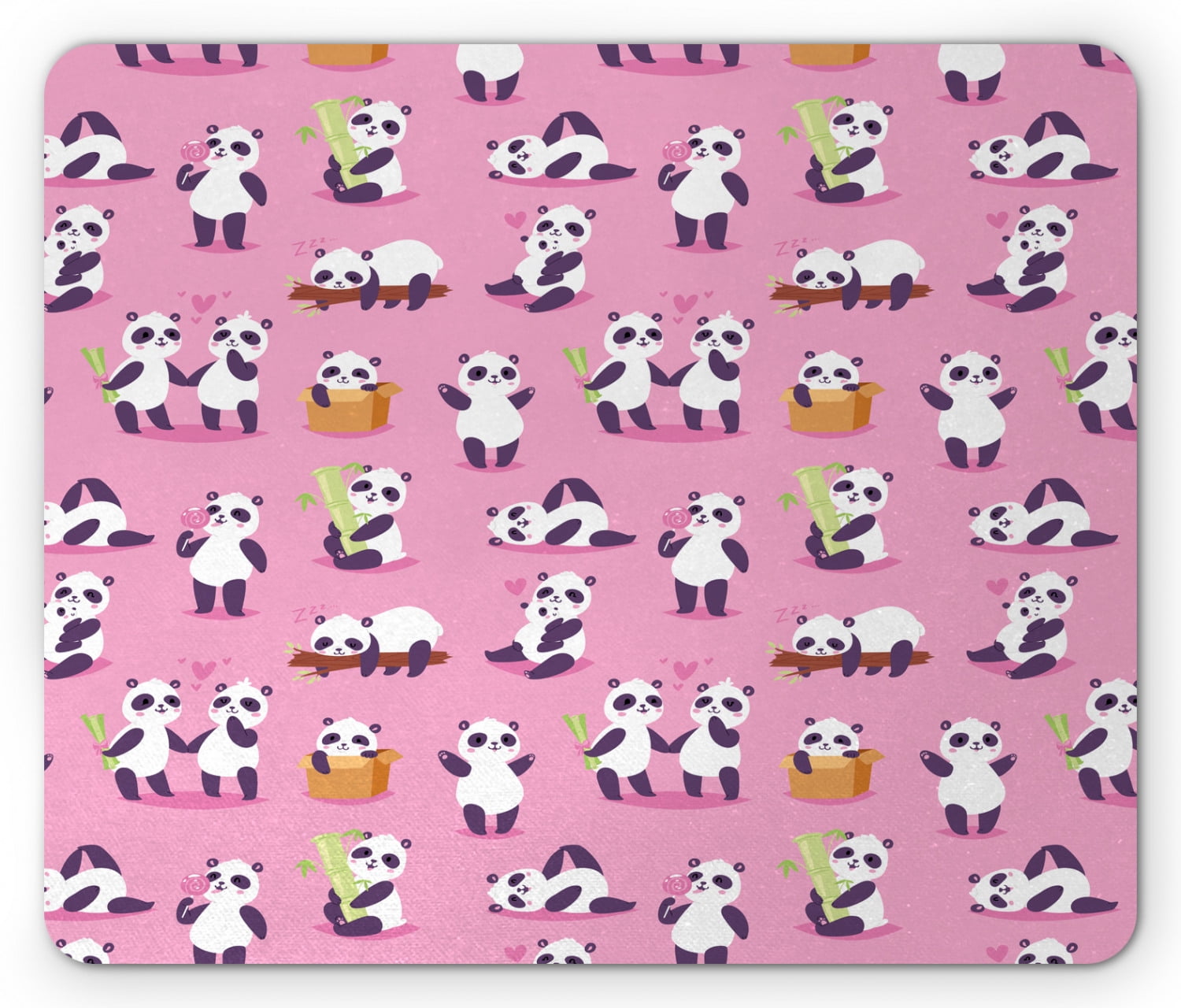 Animal Art Mouse Pad, Panda Bears Playing with Bamboo Sleeping and ...