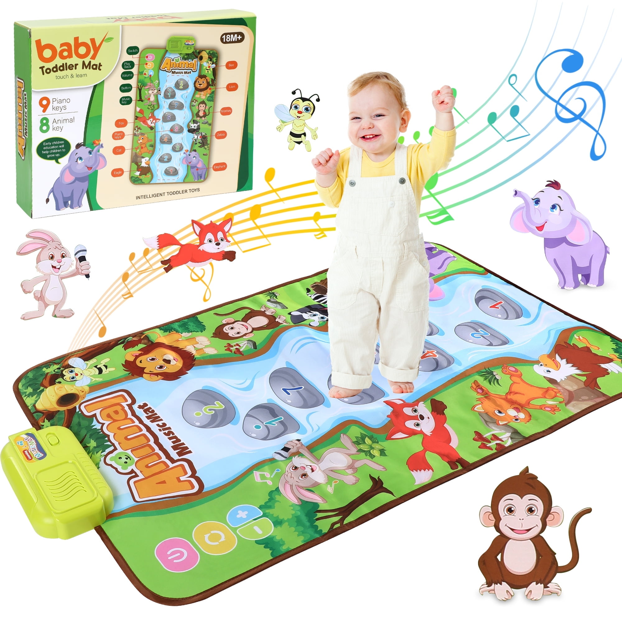 Animal Baby Music Mat for Toddlers, Baby Piano Sensory Mats Educational ...