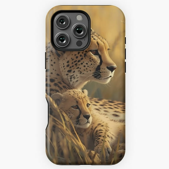 Animal Baby Series Cheetah and Cub iPhone Case 11 12 13 14 15 16 17 Pro ...