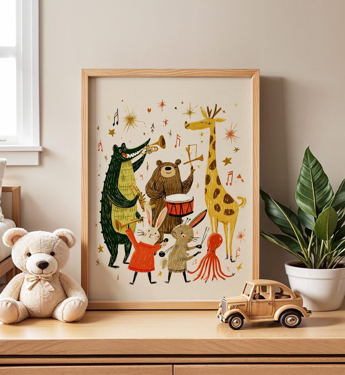 Animal Band Nursery Wall Art Whimsical Music Playful Jungle Animal ...
