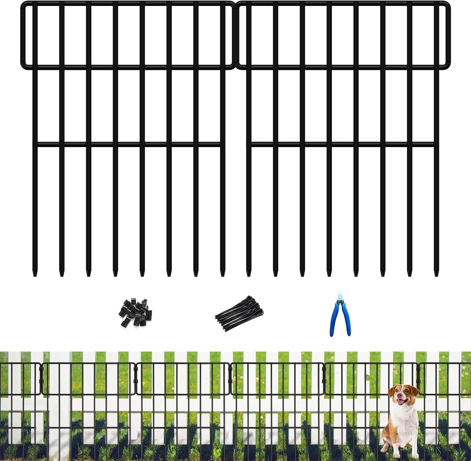 Animal Barrier Fence, 10 Panels No Dig Fence, 10.8ft(L) x 17in(H) Dog ...