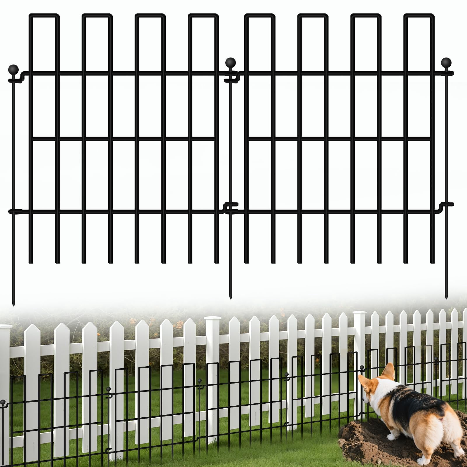 Animal Barrier Fence, 25 Panels Garden Fence Animal 27 ft(L)×17 in(H ...
