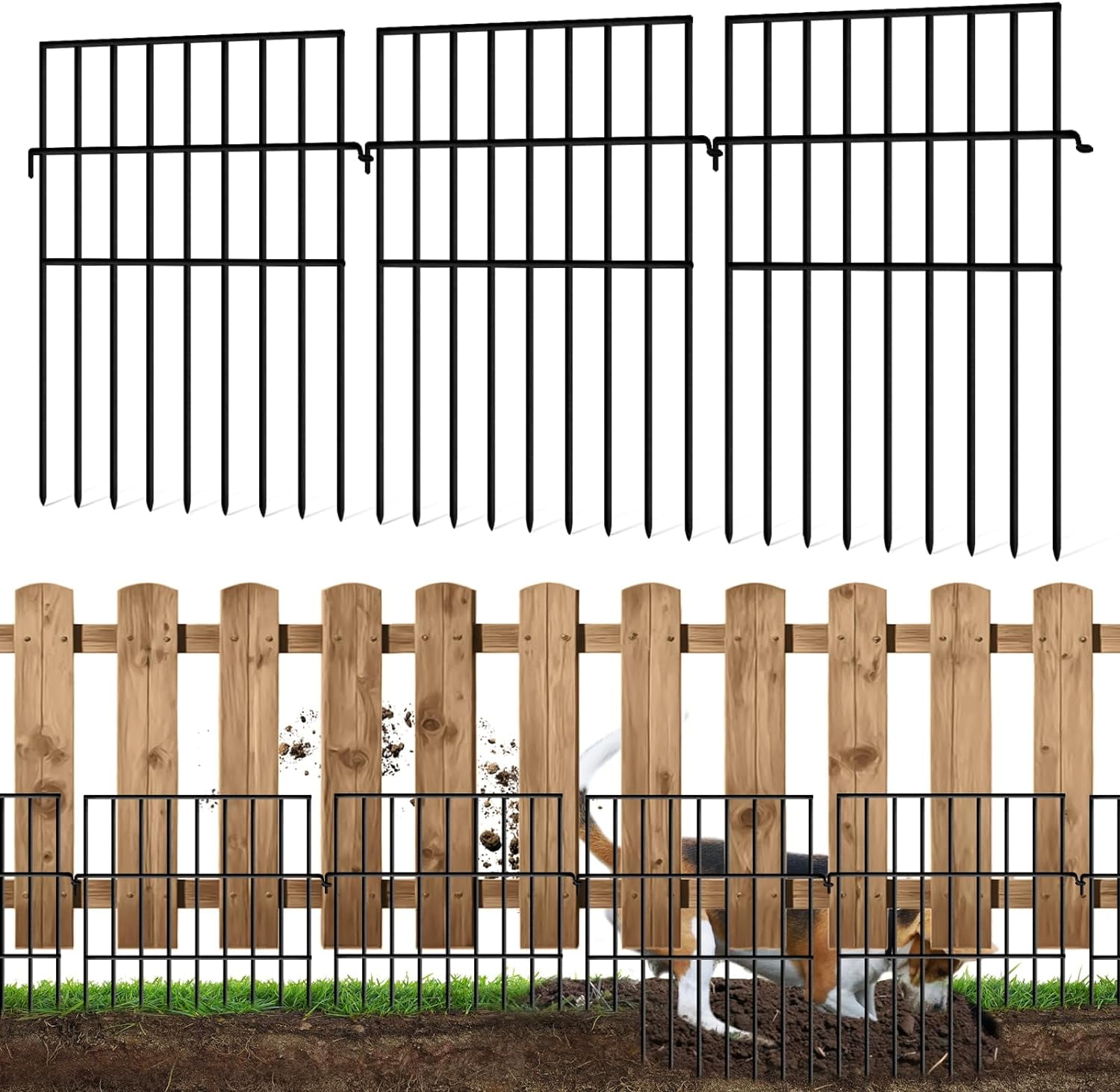 Animal Barrier Fence No Dig, 25 Panels 1.25in Gap Ground Defense Fence ...