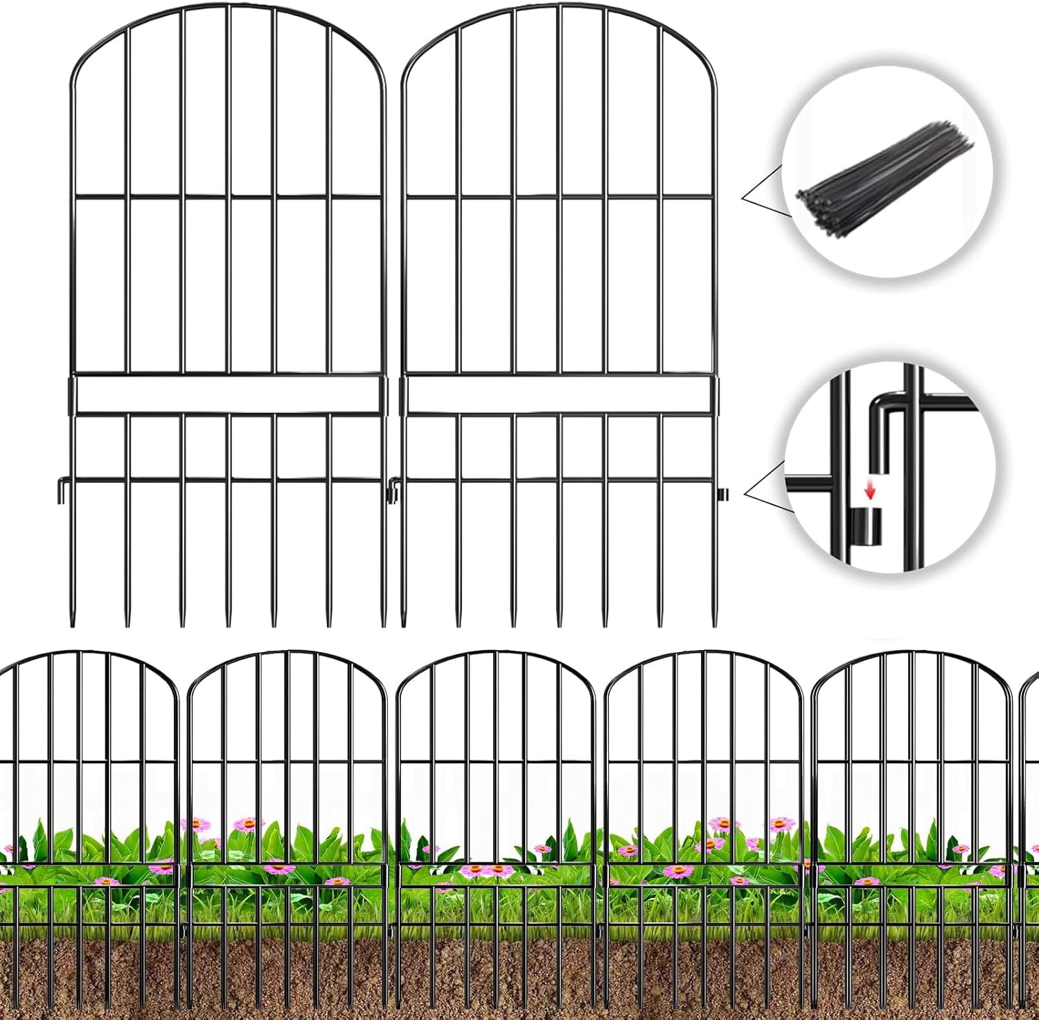 Animal Barrier Garden Fence,10 Pack Black 12''L x 25" H no dig Fence ...