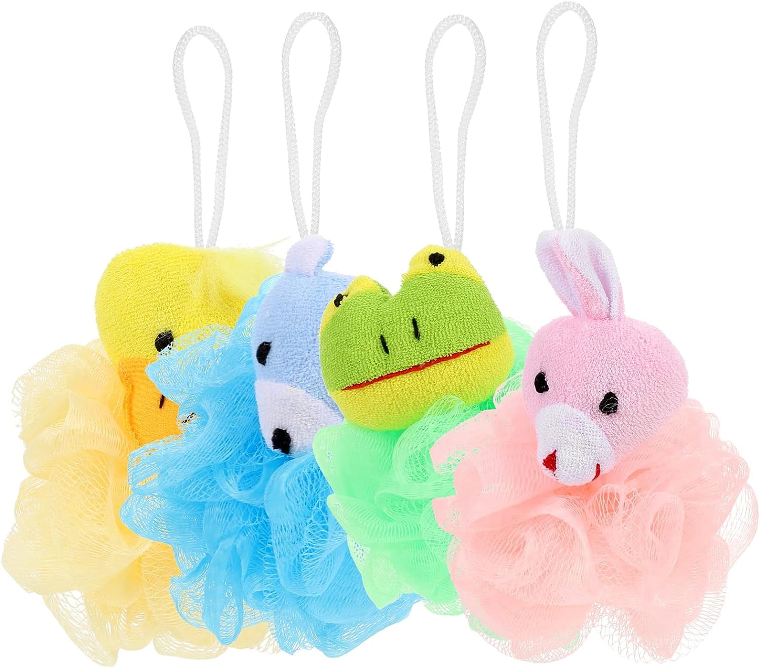 Animal Bath Loofahs Cartoon Animal Bath Sponges 4pcs Plush Animals ...